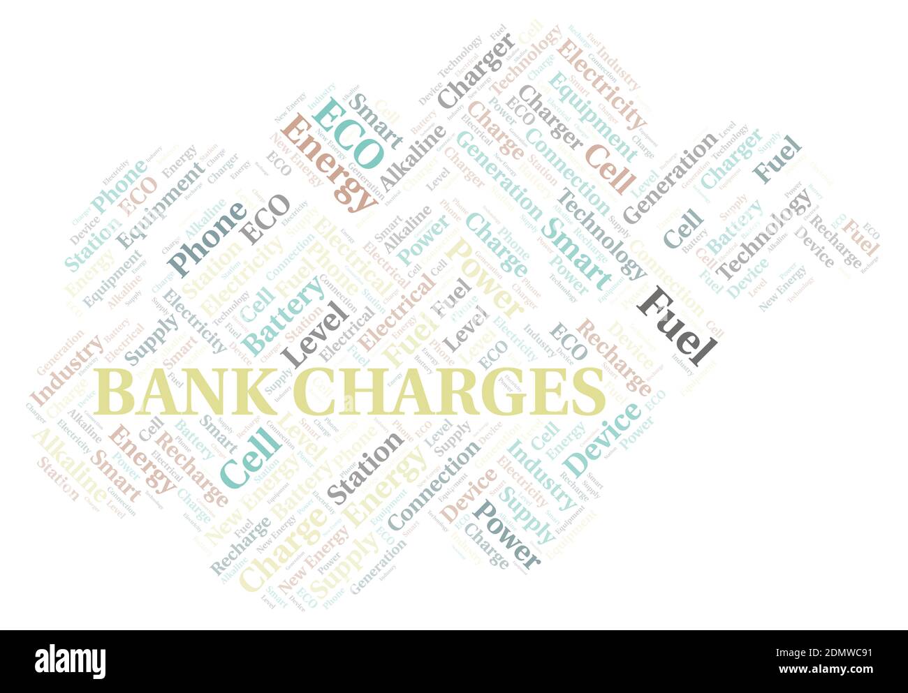 Bank Charges typography word cloud create with text only Stock Photo ...