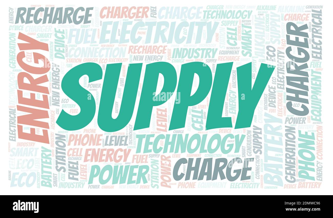 Supply typography word cloud create with text only Stock Photo - Alamy
