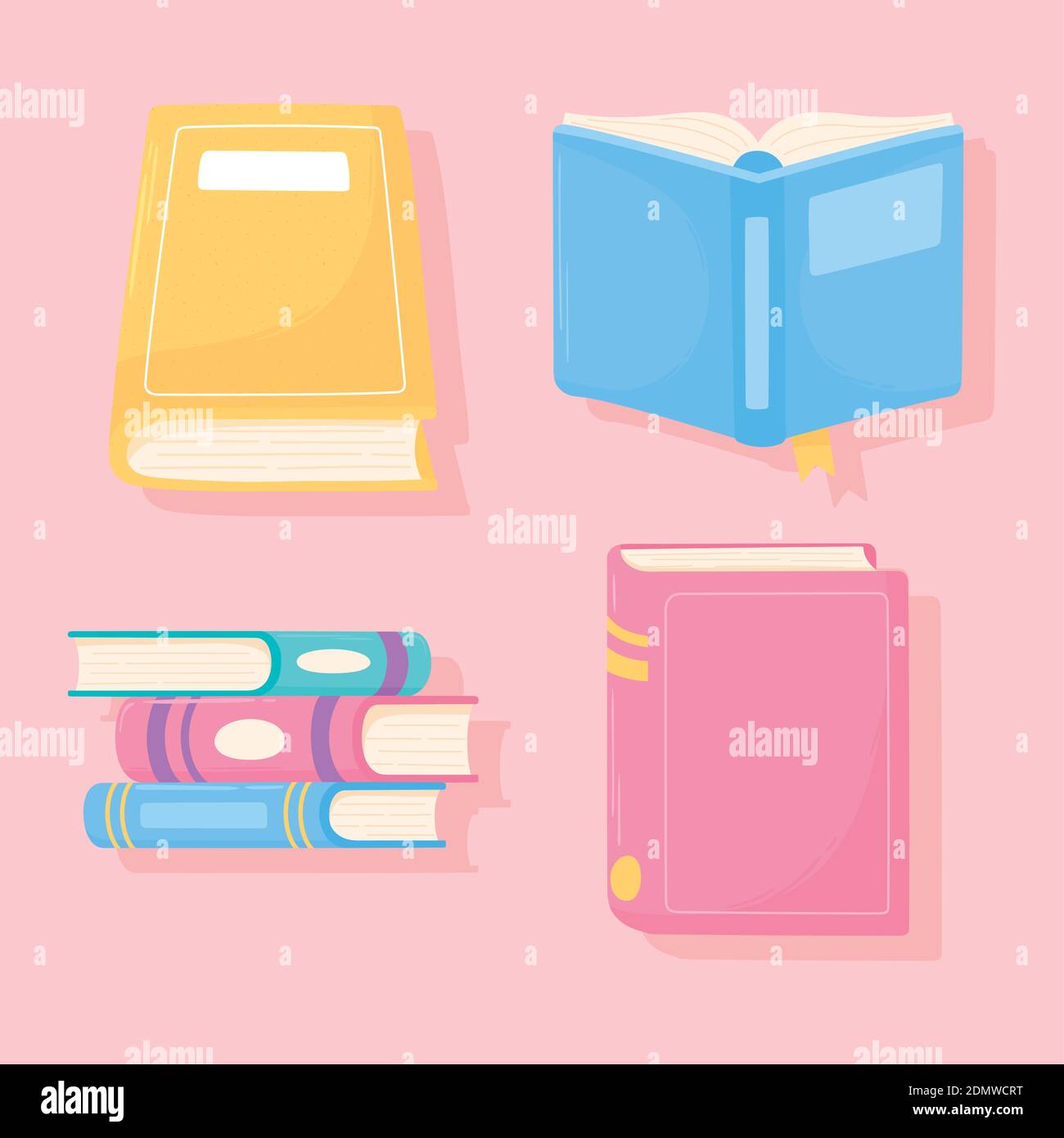 books icons set learn read study and literature design vector ...