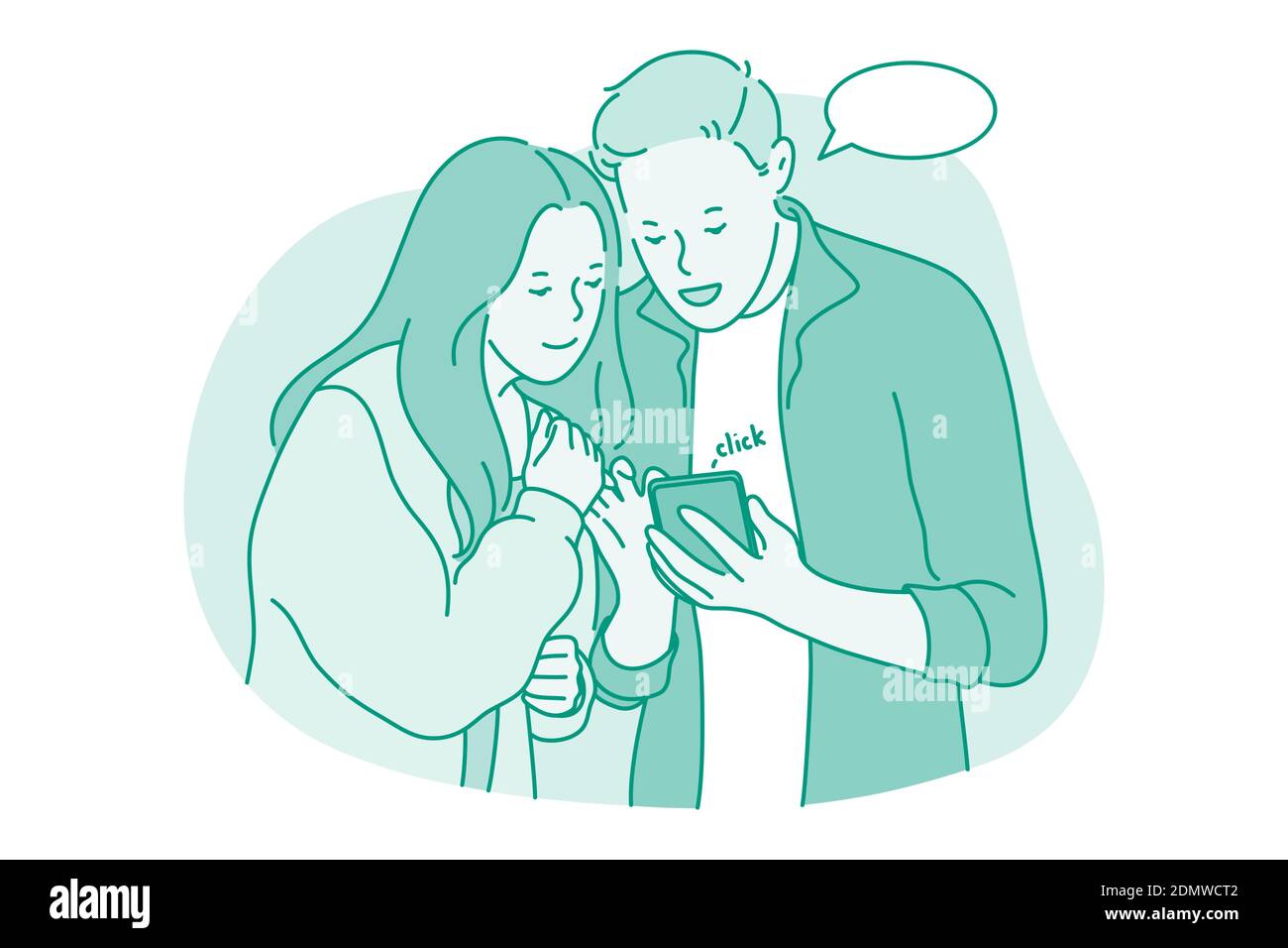 Young couple in gadget Stock Vector Images - Alamy
