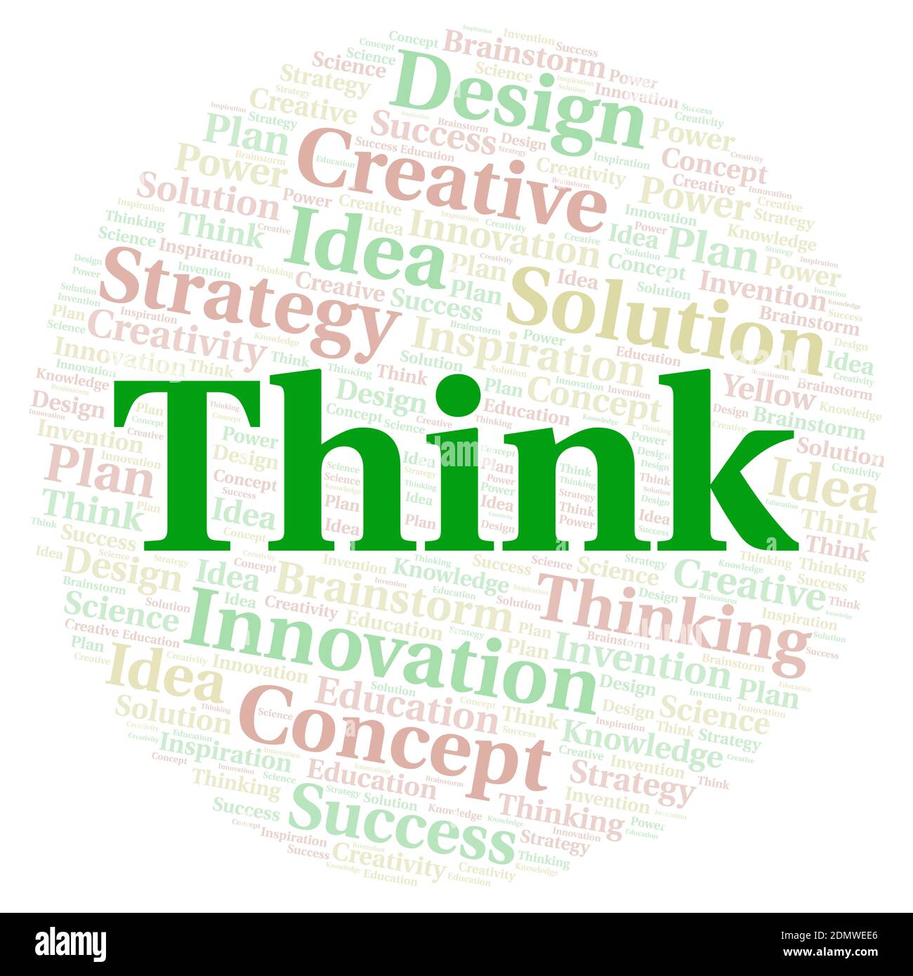 Think typography word cloud create with text only Stock Photo - Alamy