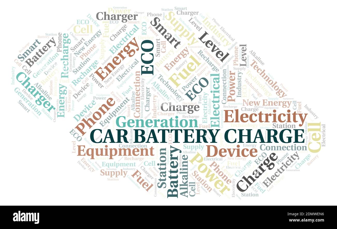 Car Battery Charge typography word cloud create with text only Stock ...