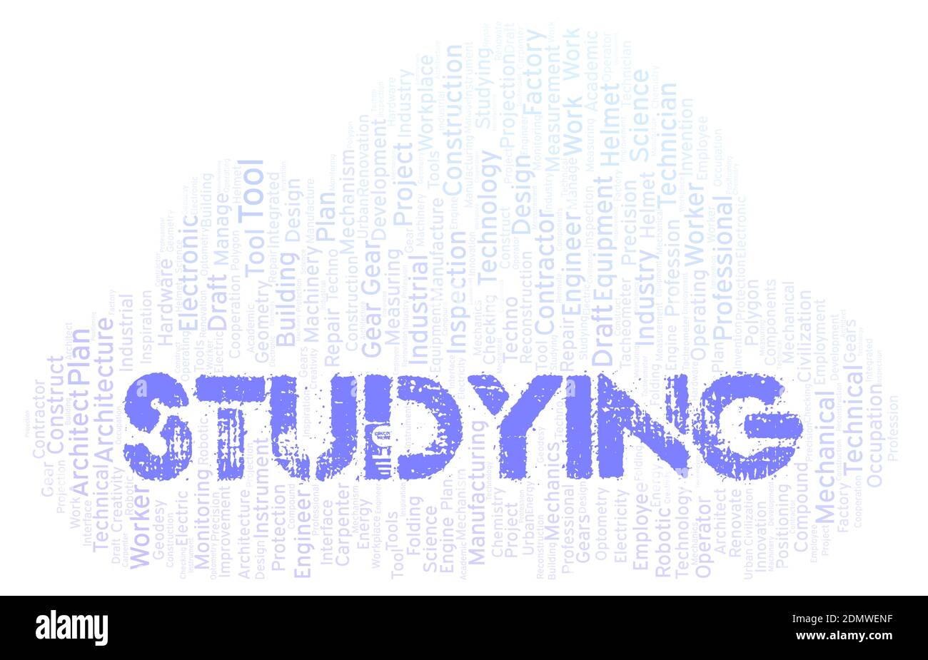 Studying typography word cloud create with text only Stock Photo - Alamy