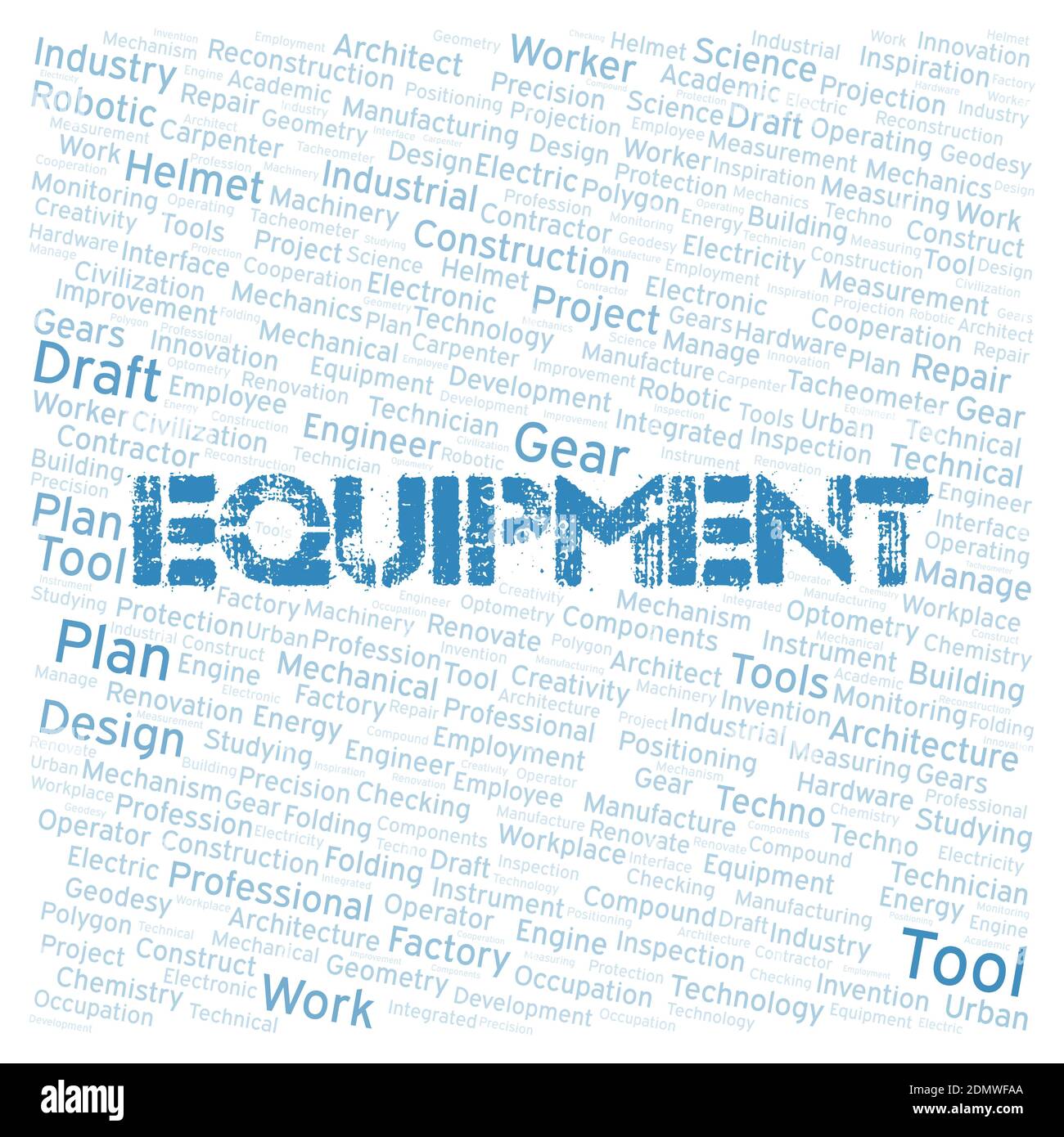 Equipment typography word cloud create with text only Stock Photo - Alamy