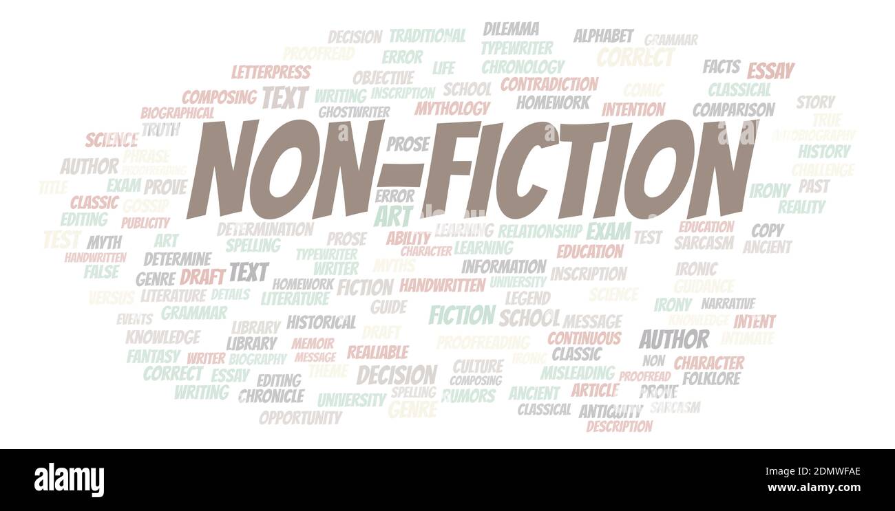 Non-Fiction typography word cloud create with text only Stock Photo - Alamy