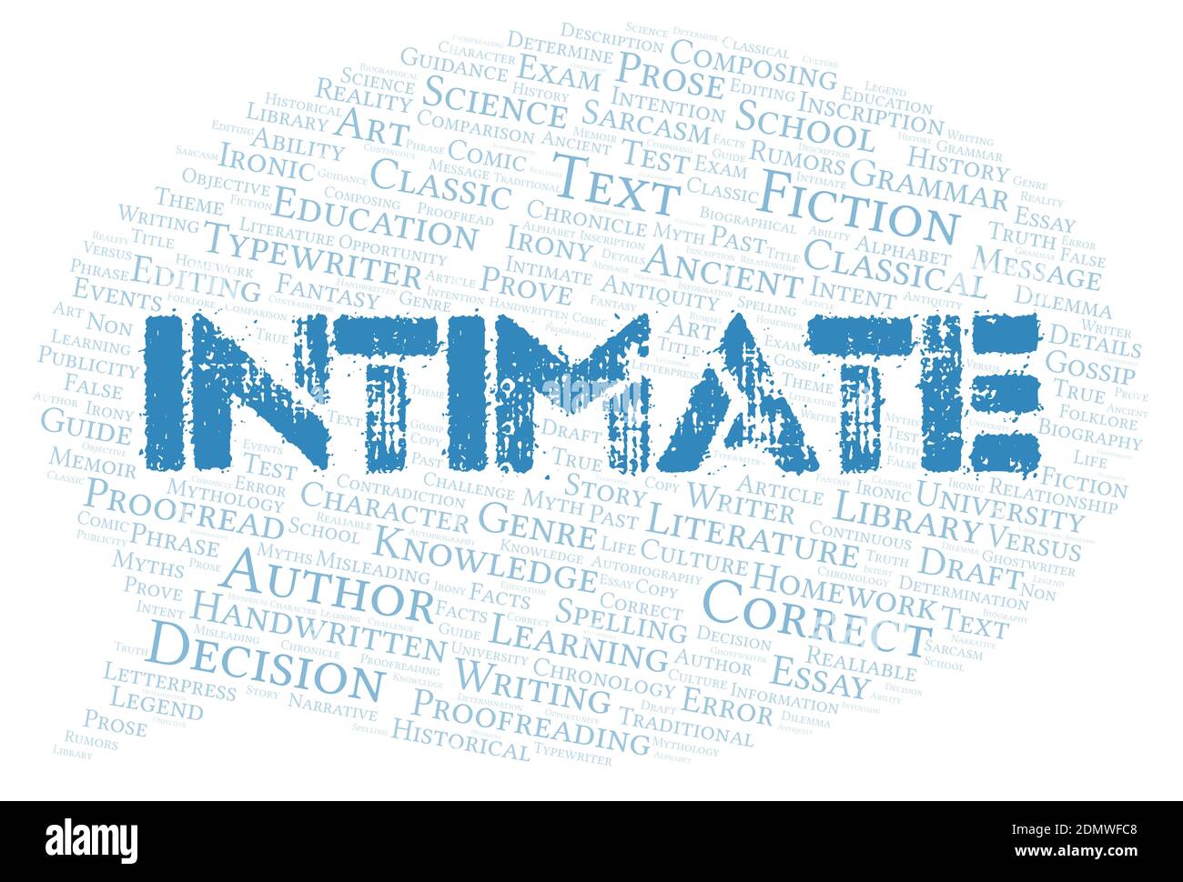 Intimate typography word cloud create with text only Stock Photo - Alamy