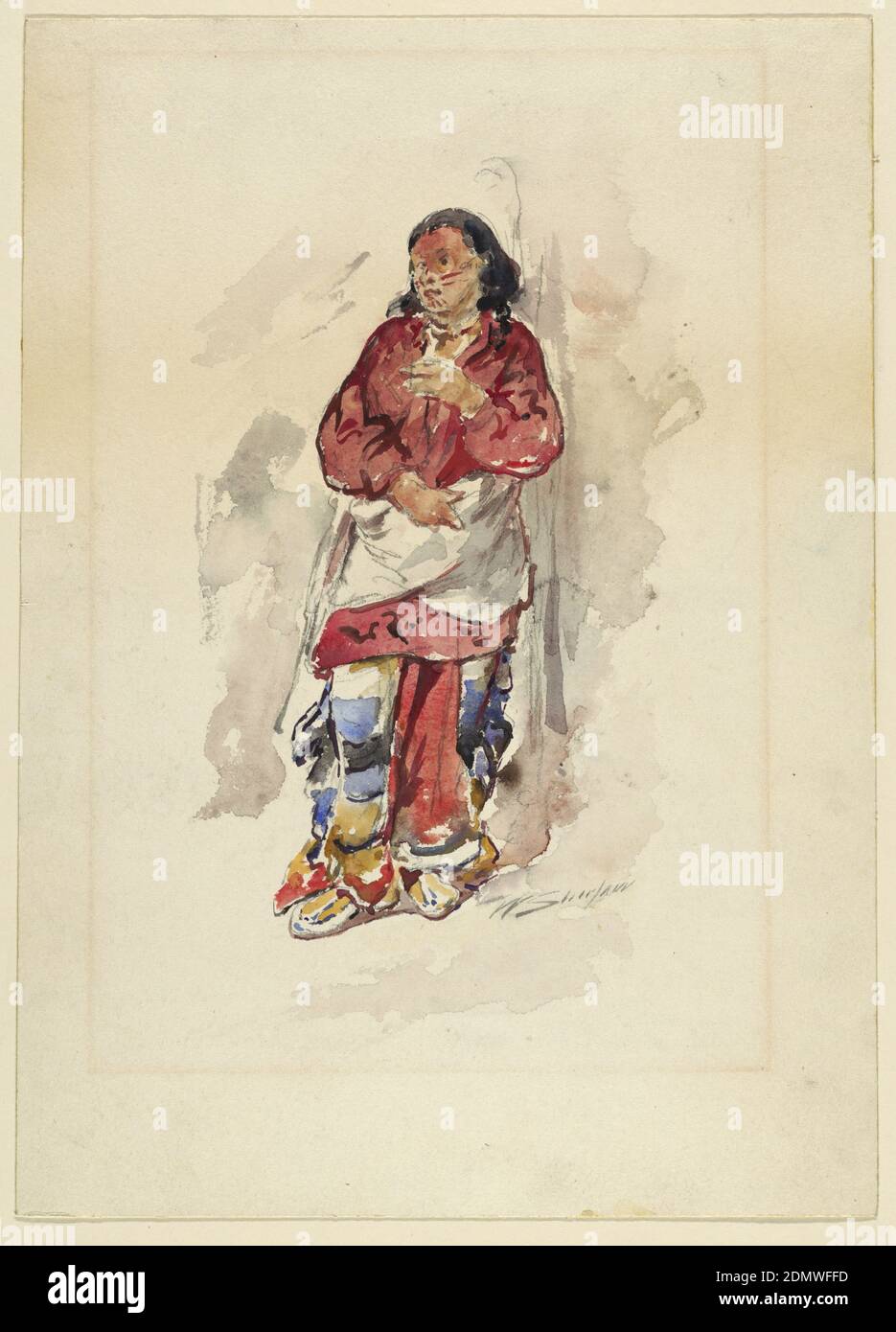 Cheyenne Youth, Walter Shirlaw, American, b. Scotland, 1838–1909, Brush ...