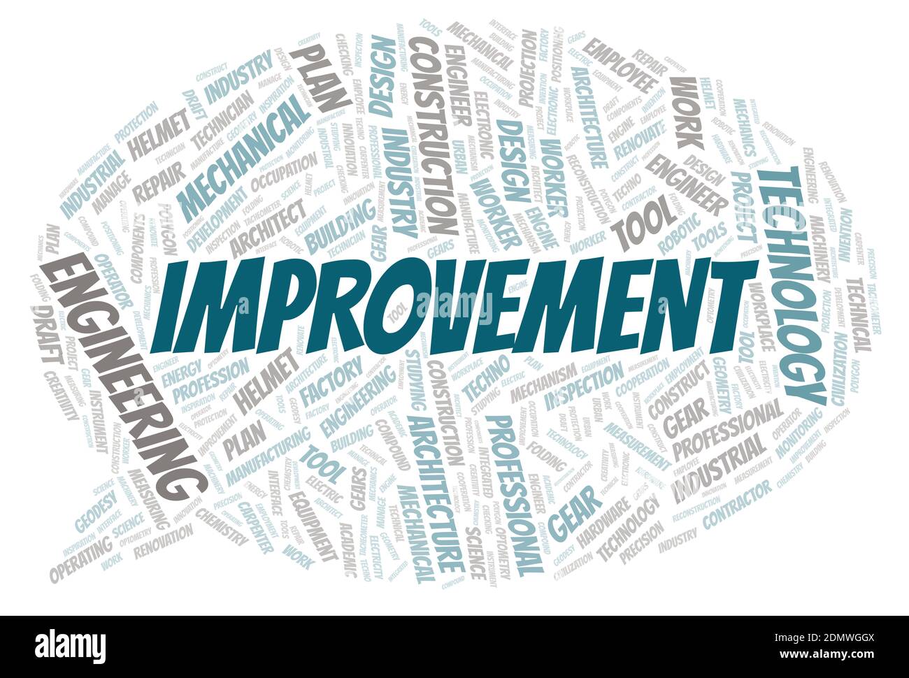 Improvement typography word cloud create with text only Stock Photo - Alamy