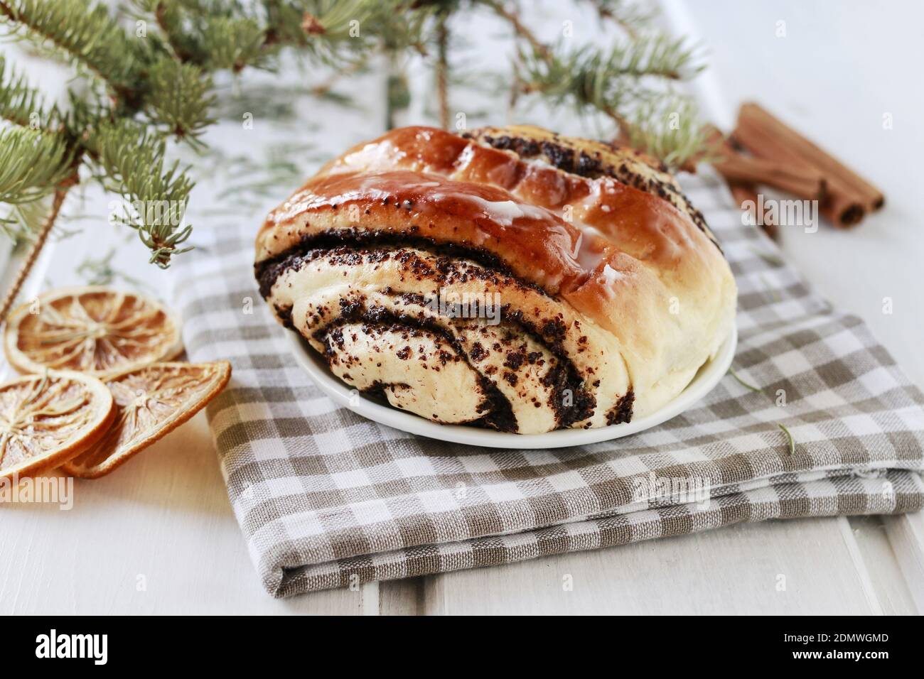 Christmas swedish poppy bun. Party dessert Stock Photo - Alamy