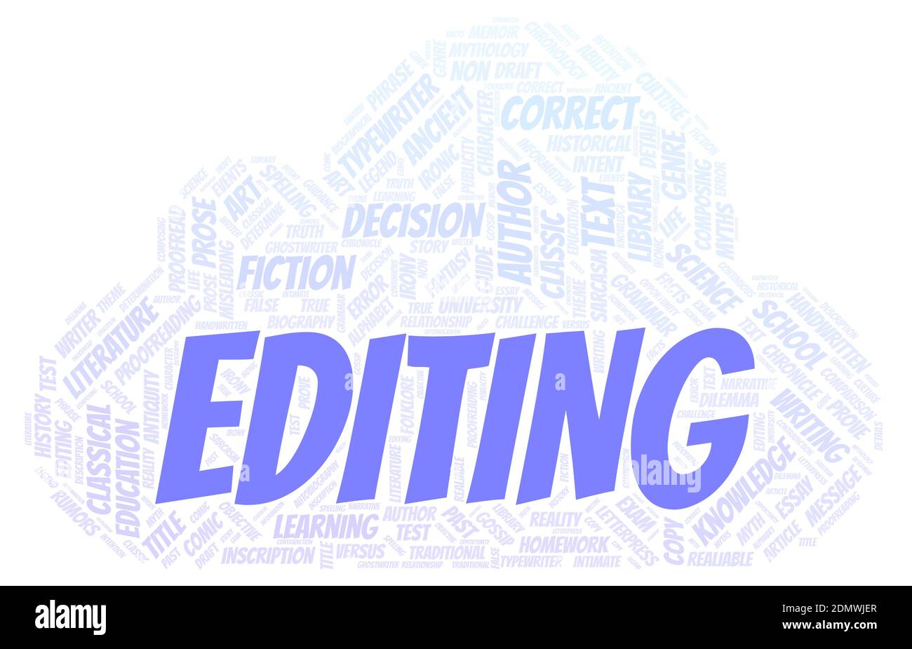 Editing typography word cloud create with text only Stock Photo - Alamy