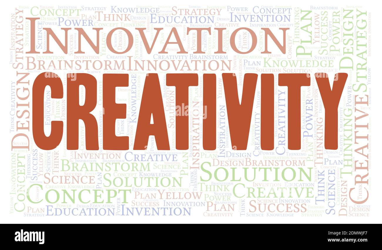 Creativity typography word cloud create with text only Stock Photo - Alamy