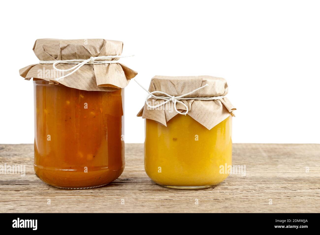 Colorful jams in glass jars isolated on white background Stock Photo ...