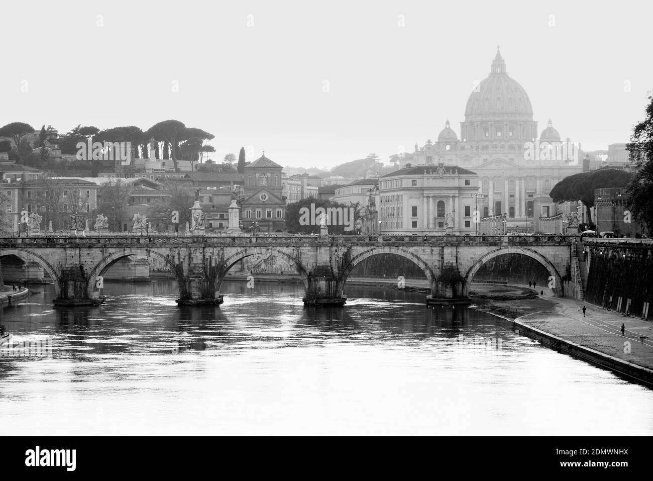Tiber River, Saint Pietro Basilica, Vatican City, Rome, Italy, Europe ...