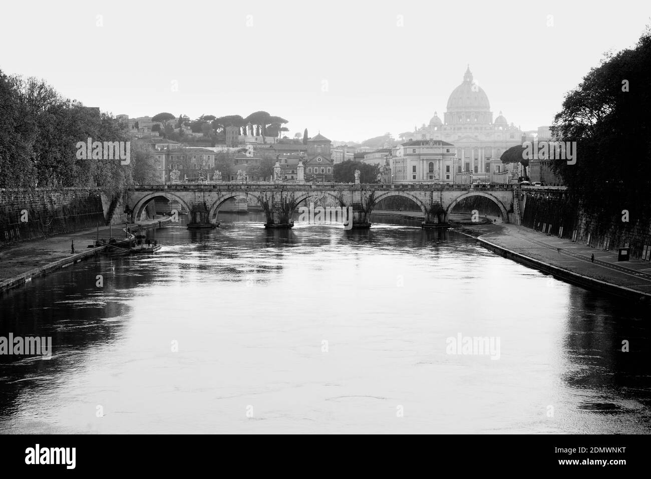 Tiber River, Saint Pietro Basilica, Vatican City, Rome, Italy, Europe ...