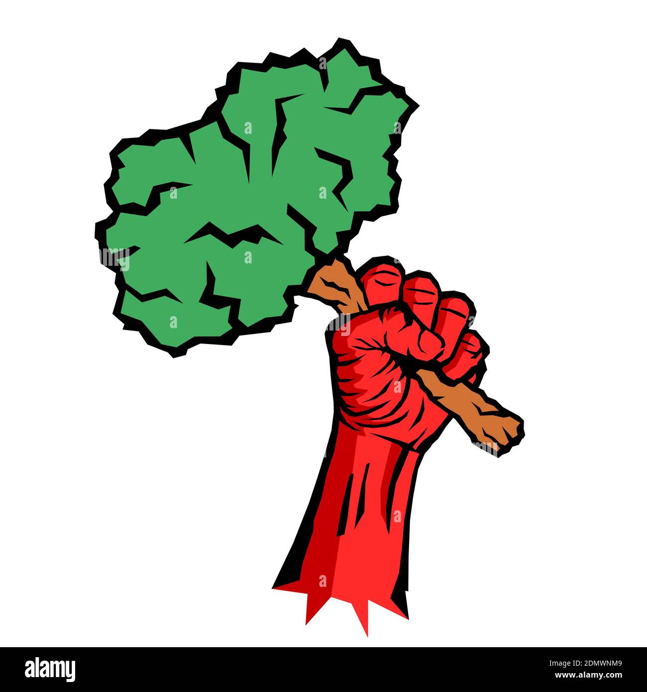 Eco socialism / eco-socialism - socialist red raised fist is holding ...