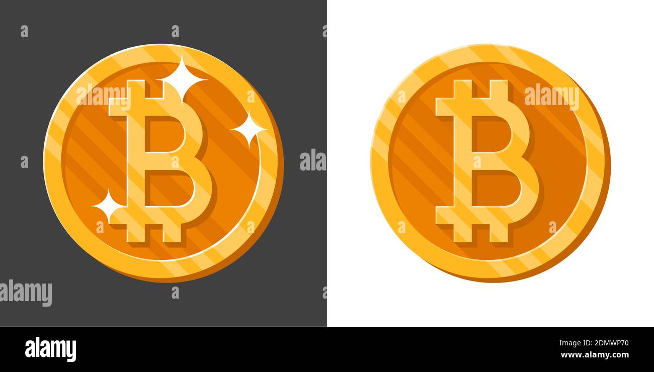 Isolated Flat Golden Bitcoin Icon Payment Symbol. Cryptocurrency Logo. Vector Illustration Stock ...