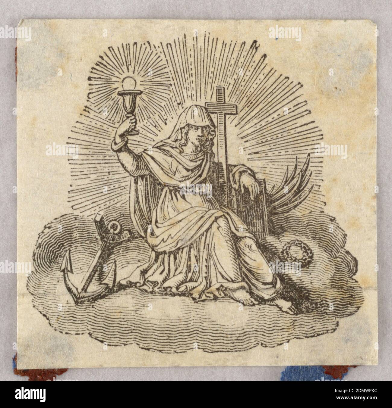 Wood engraving. Vignette., Engraving and etching, A seated woman ...