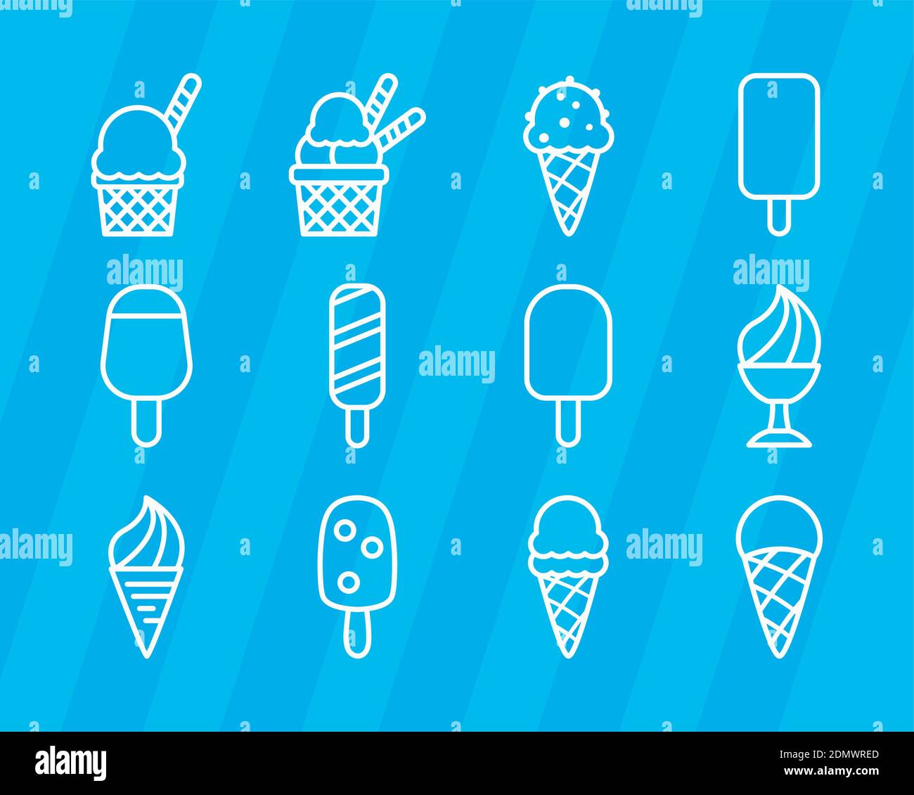 ice cream line style icons bundle design, Sweet and dessert theme ...
