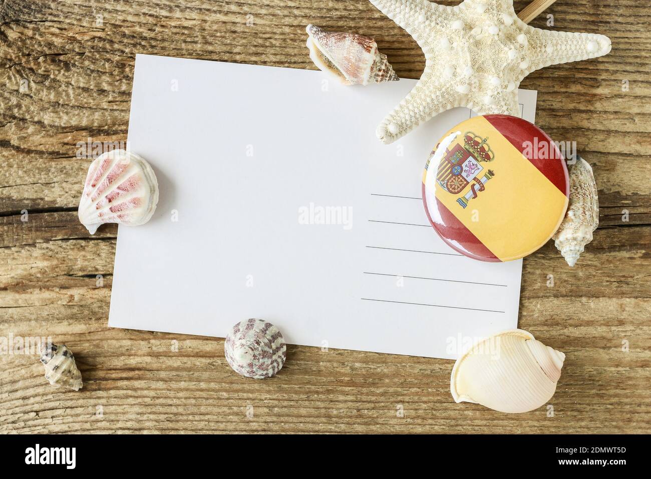 Postcard from holidays by the sea in Spain. Vacation wishes. Graphic ...