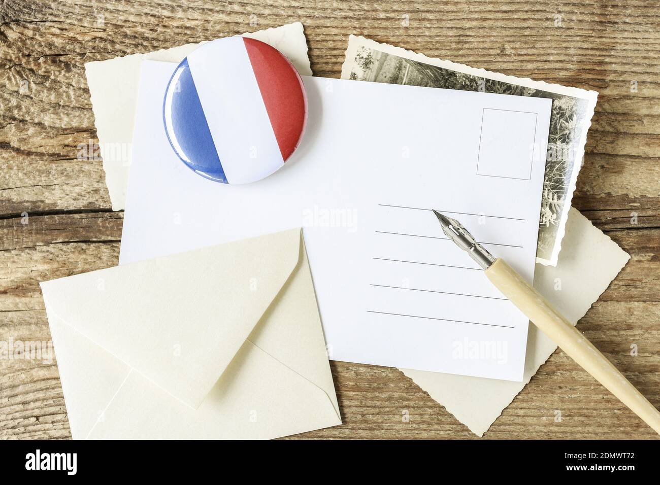 Handwritten romantic letter from France, copy space Stock Photo - Alamy