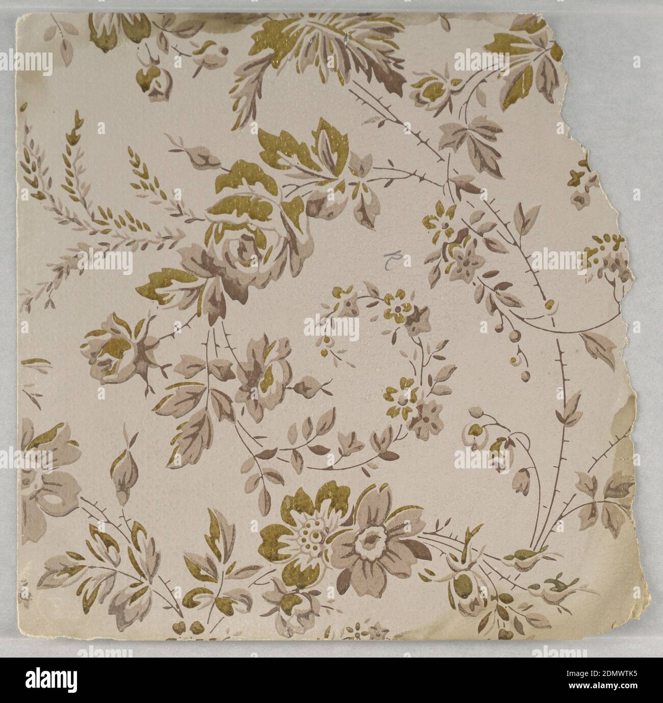 Sidewall sample, Machine-printed on paper, Fragmentary wallpapers from ...