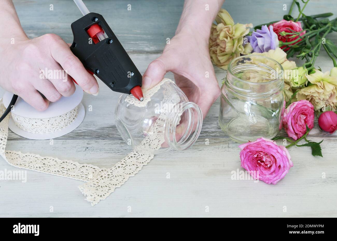 Florist at work: How to make simple bouquet with rose, eustoma and ...
