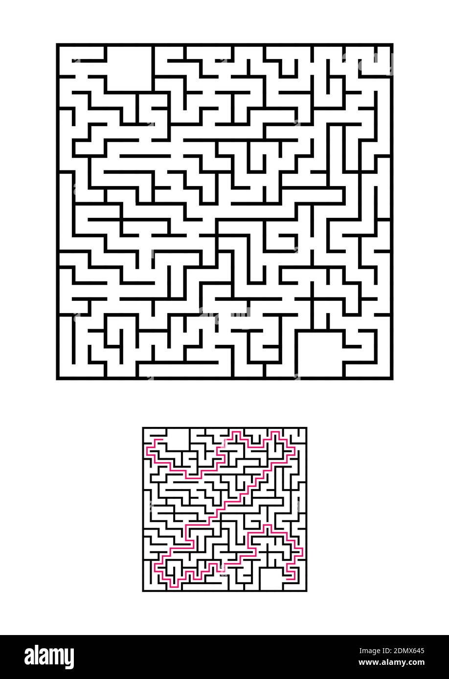 Abstract square maze. Game for kids. Puzzle for children. One entrances ...