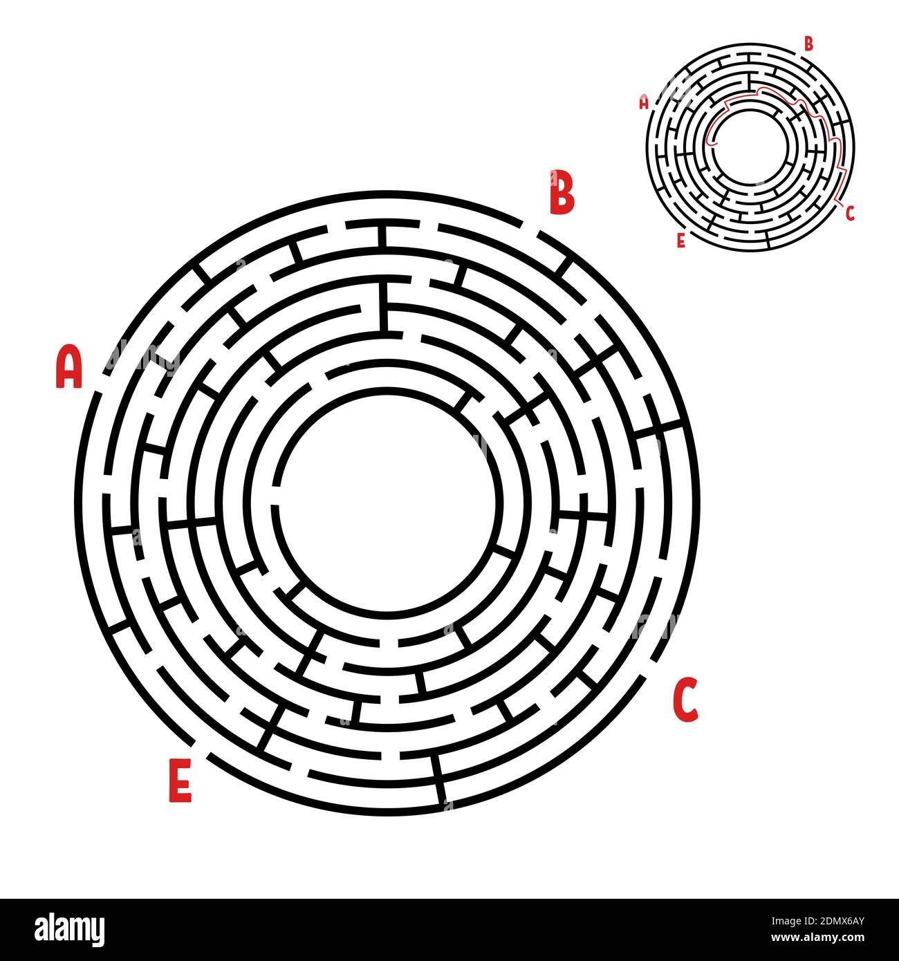 Abstract round maze. Game for kids. Puzzle for children. Find the right ...