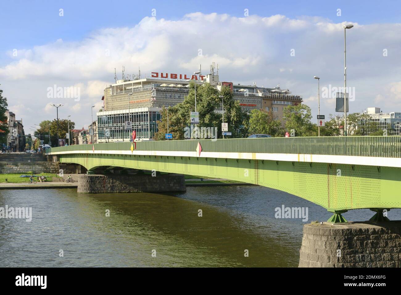 The Grunwaldzki Bridge over Wisla river in Krakow, Poland Stock Photo ...