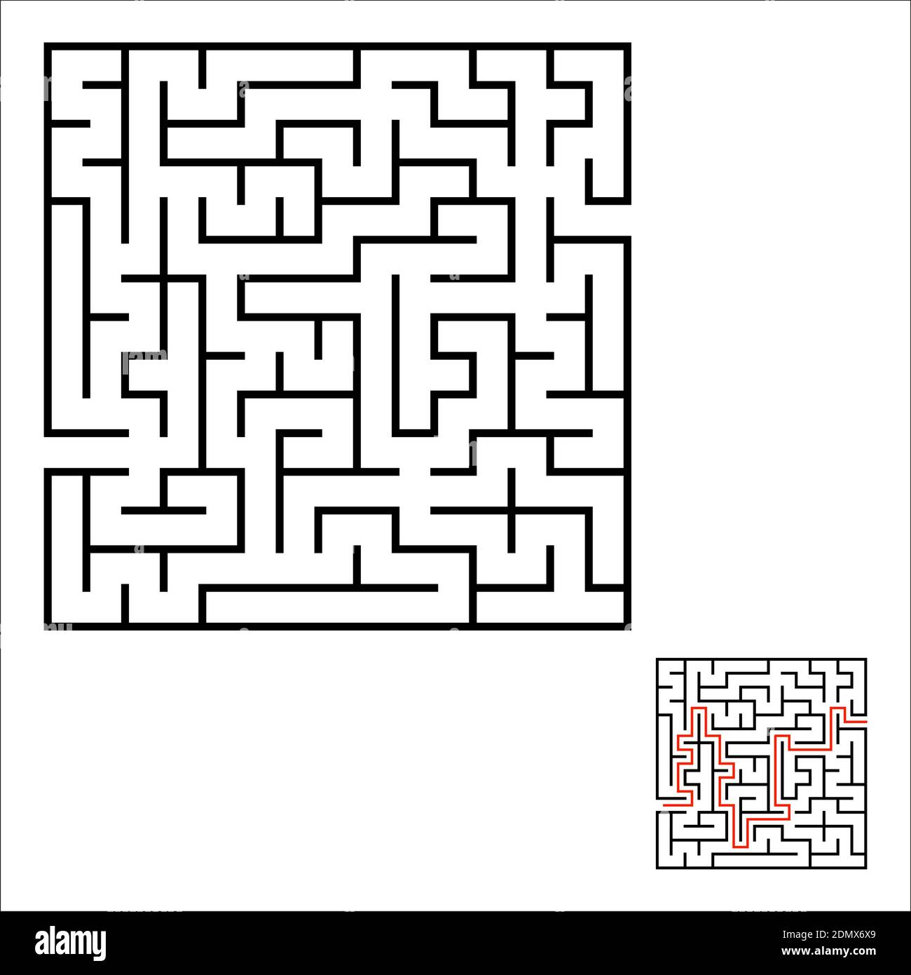 Abstract square maze. Game for kids. Puzzle for children. One entrances ...