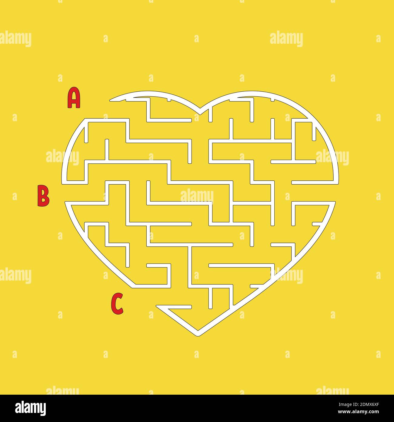Labyrinth in the shape of a heart. Game for kids. Puzzle for children ...