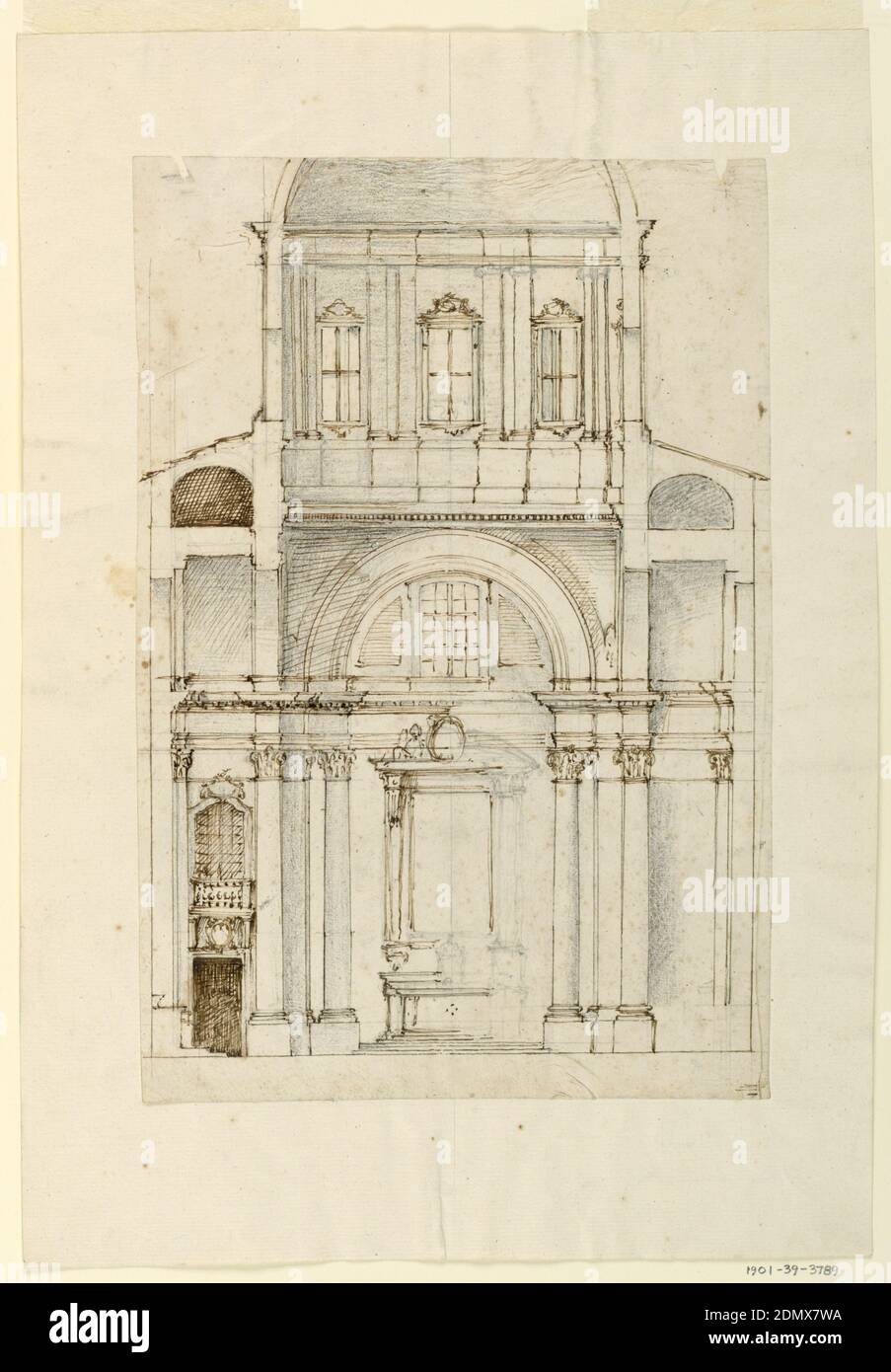 Section of an apse, Filippo Marchionni, Italian, 1732–1805, Pen and ink ...