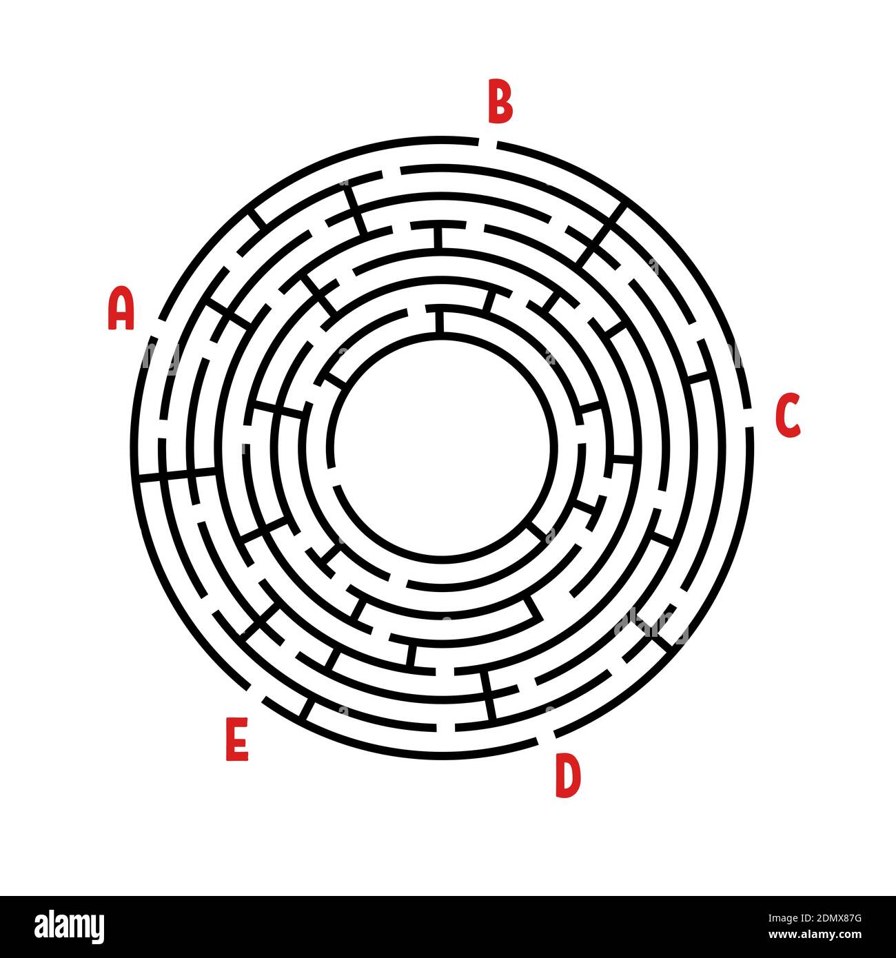 Abstract round maze. Game for kids. Puzzle for children. Find the right ...