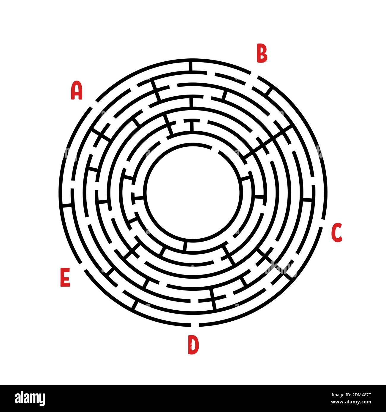 Abstract round maze. Game for kids. Puzzle for children. Find the right ...