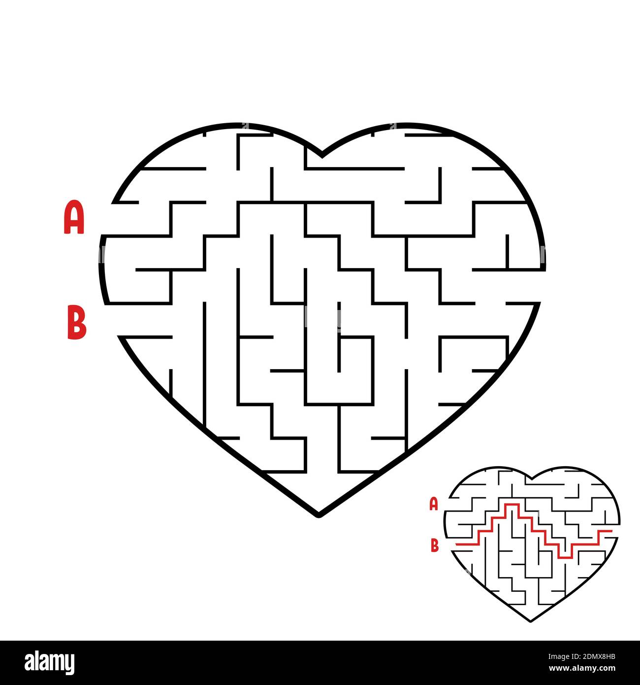 Labyrinth in the shape of a heart. Game for kids. Puzzle for children ...