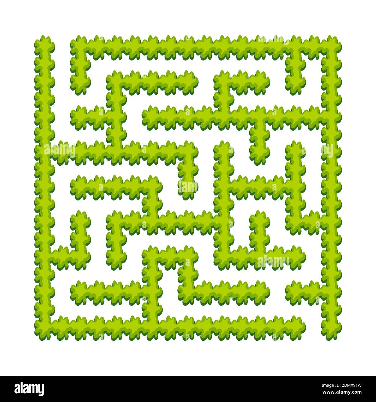 Abstract square labyrinth - green garden, shrubs. Game for kids. Puzzle ...