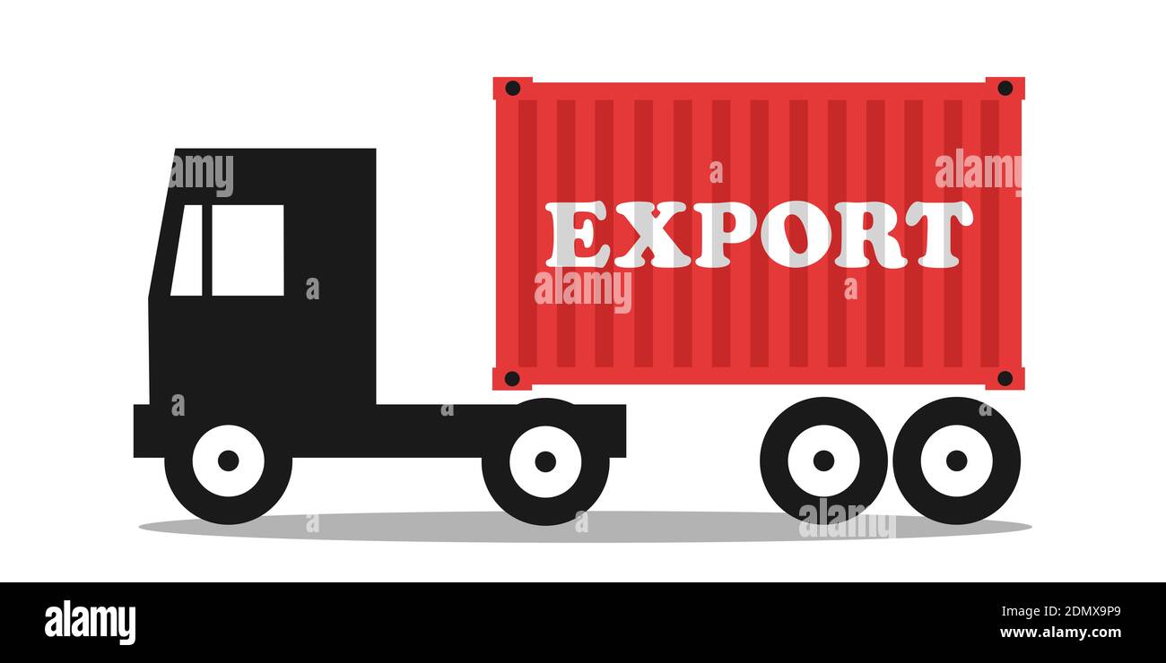 Vehicle for export - truck is shipping container with goods and ...