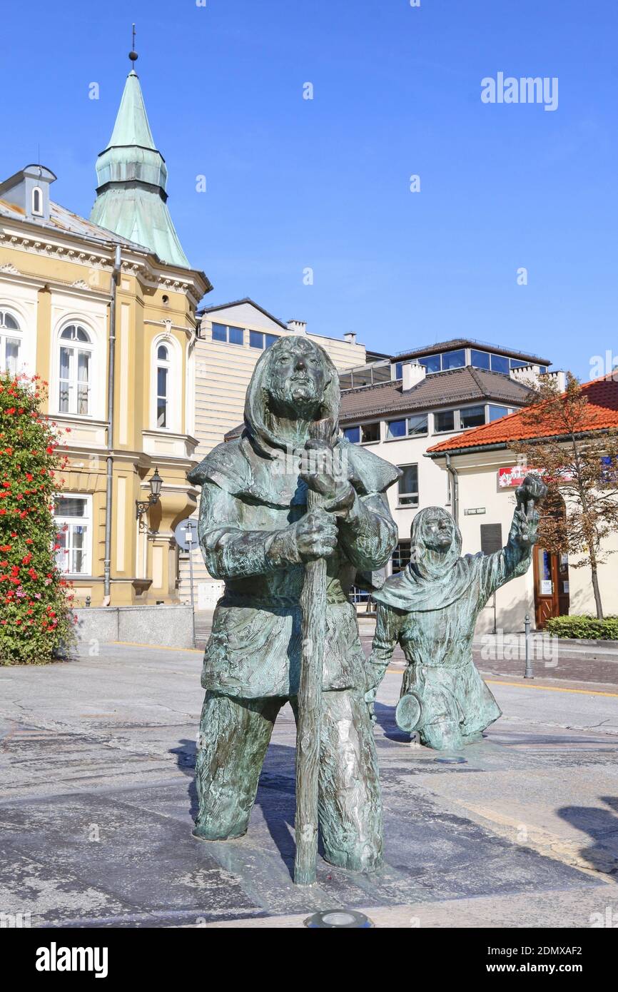 WIELICZKA - SEMTEMBER 11, 2019: Monument of medieval salt mine worker ...
