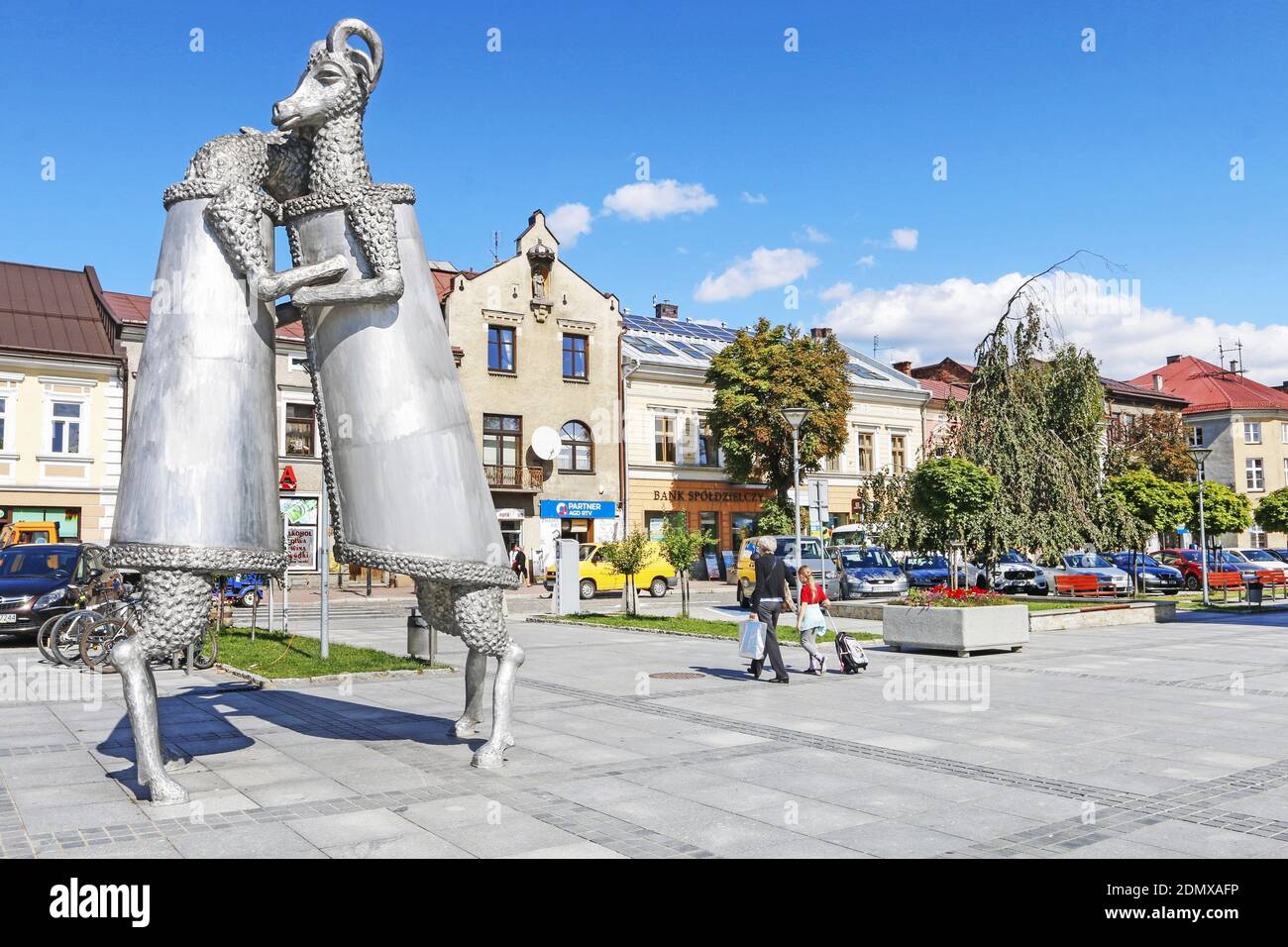 The monument portraying a dancing lambs in Nowy Targ, Poland Stock ...