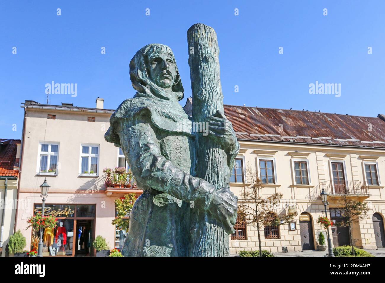 WIELICZKA - SEMTEMBER 11, 2019: Monument of medieval salt mine worker ...