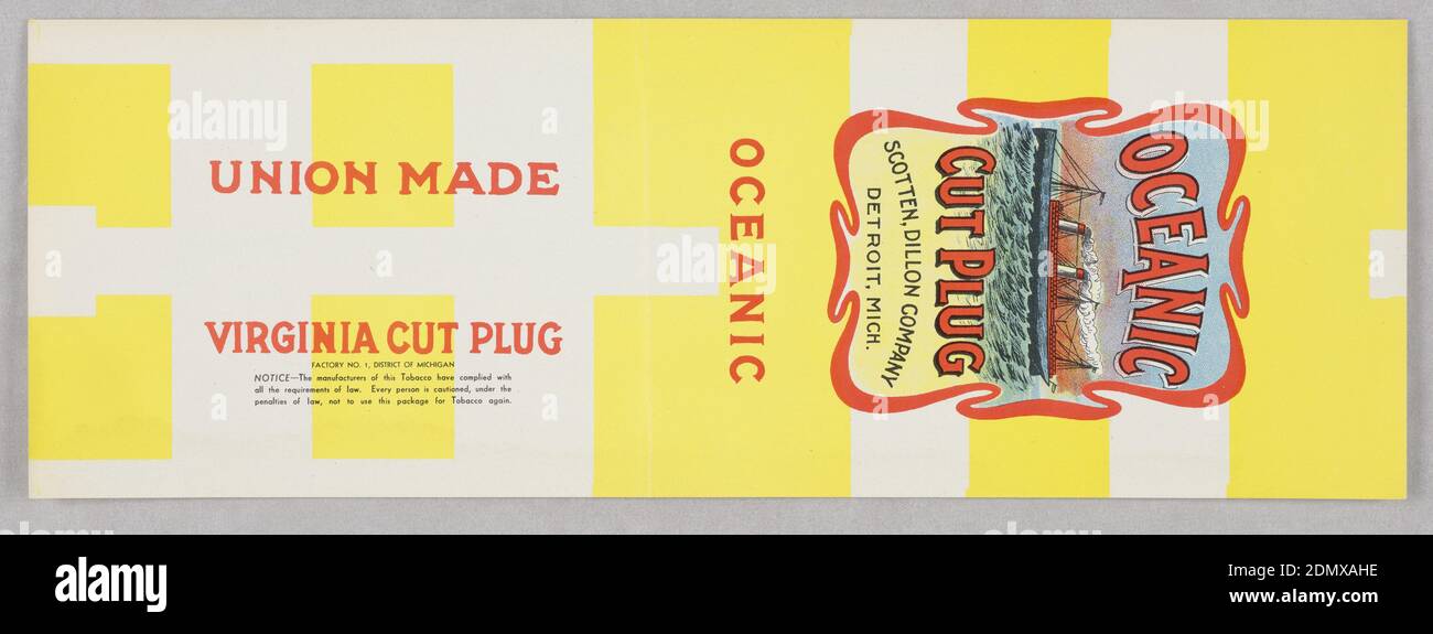 tobacco label, Scotten-Dillon Co., Color lithograph, Detroit, Michigan ...