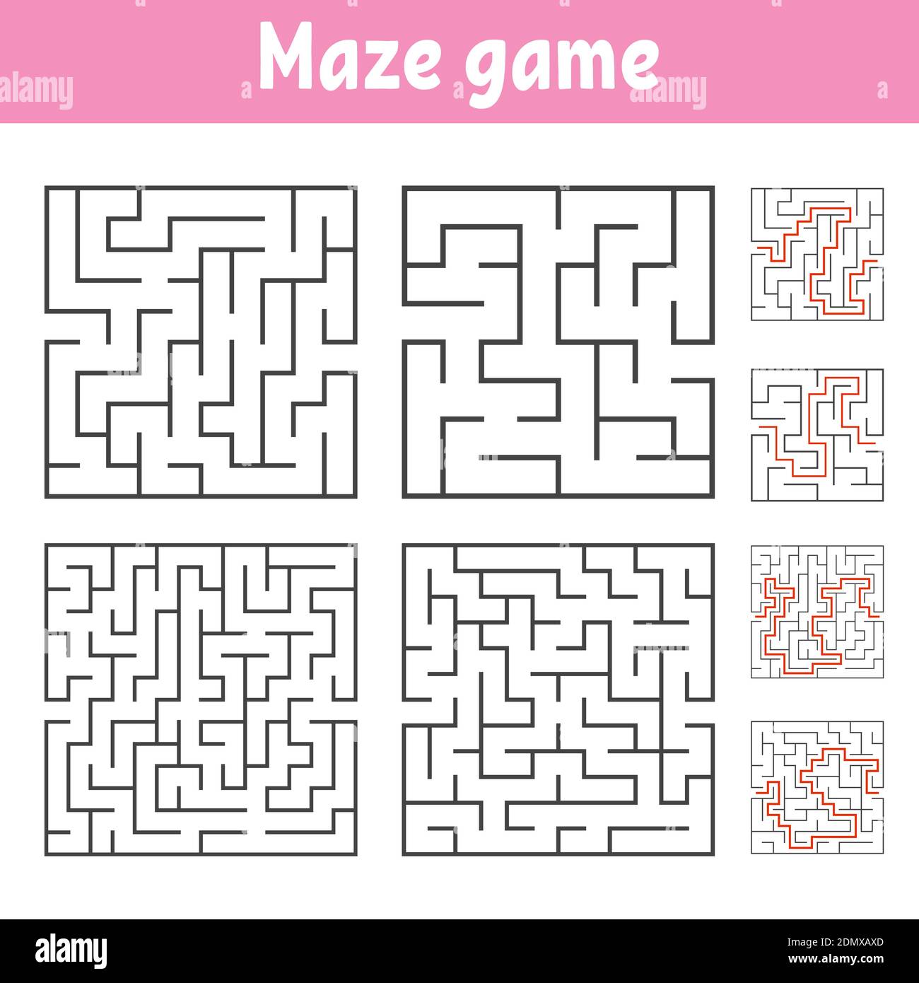 A set of square mazes of various levels of difficulty. Puzzle for ...