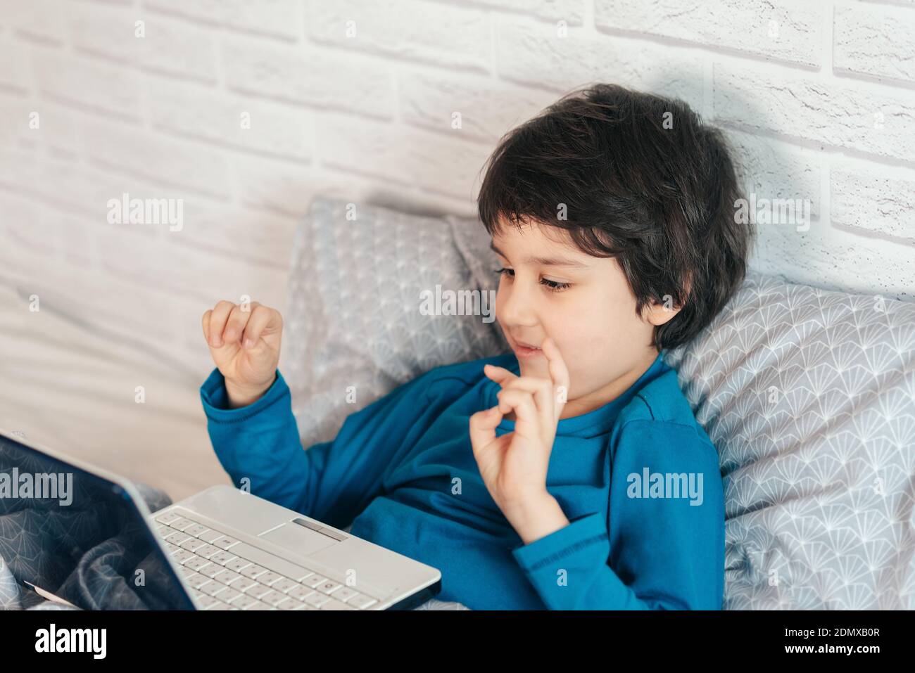 child on distance learning. technology, people and lifestyle, children ...