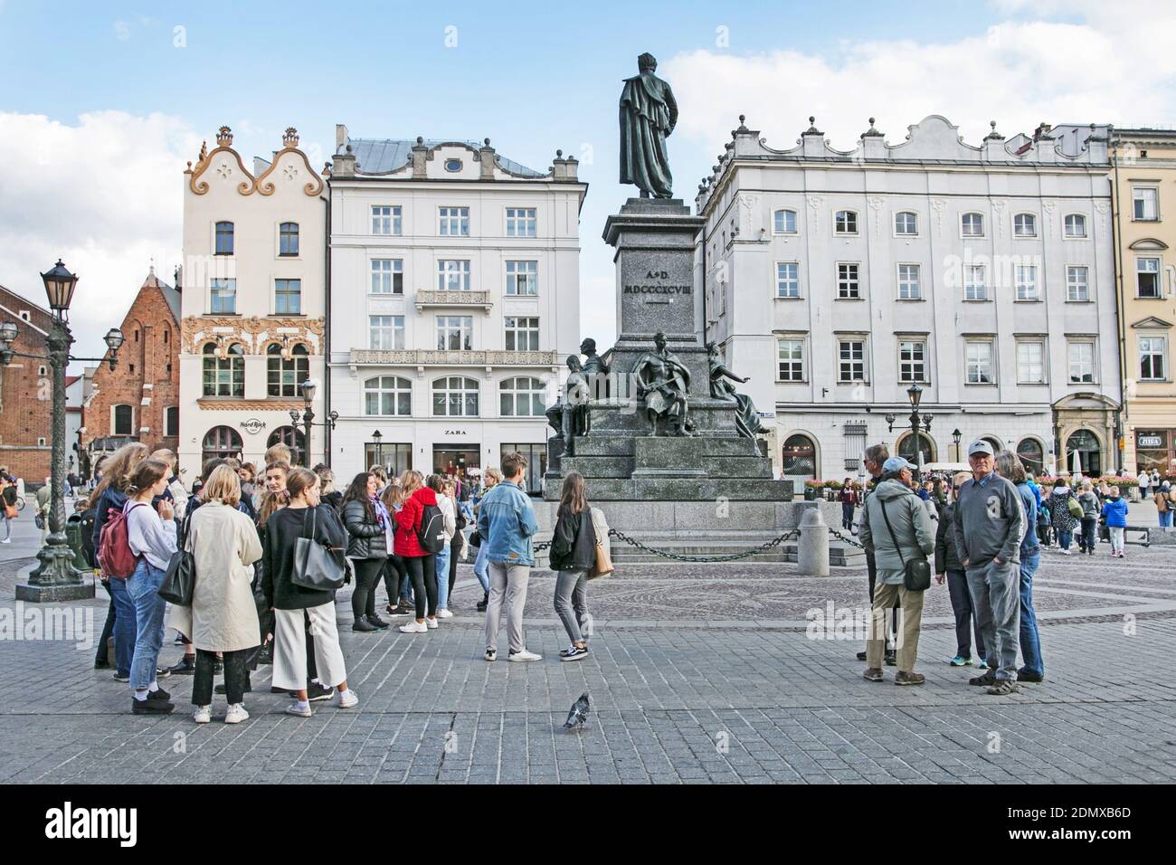 Statue of Adam Mickiewicz at the Main Market Square in Krakow, Poland ...