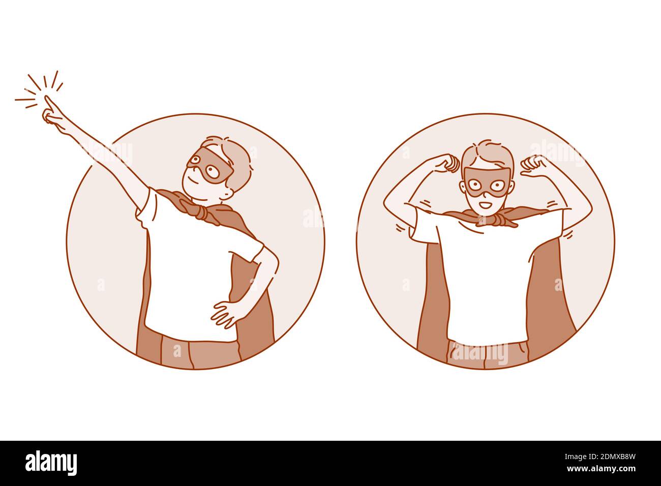 Superhero, superman, power concept. Young smiling boy child in red ...