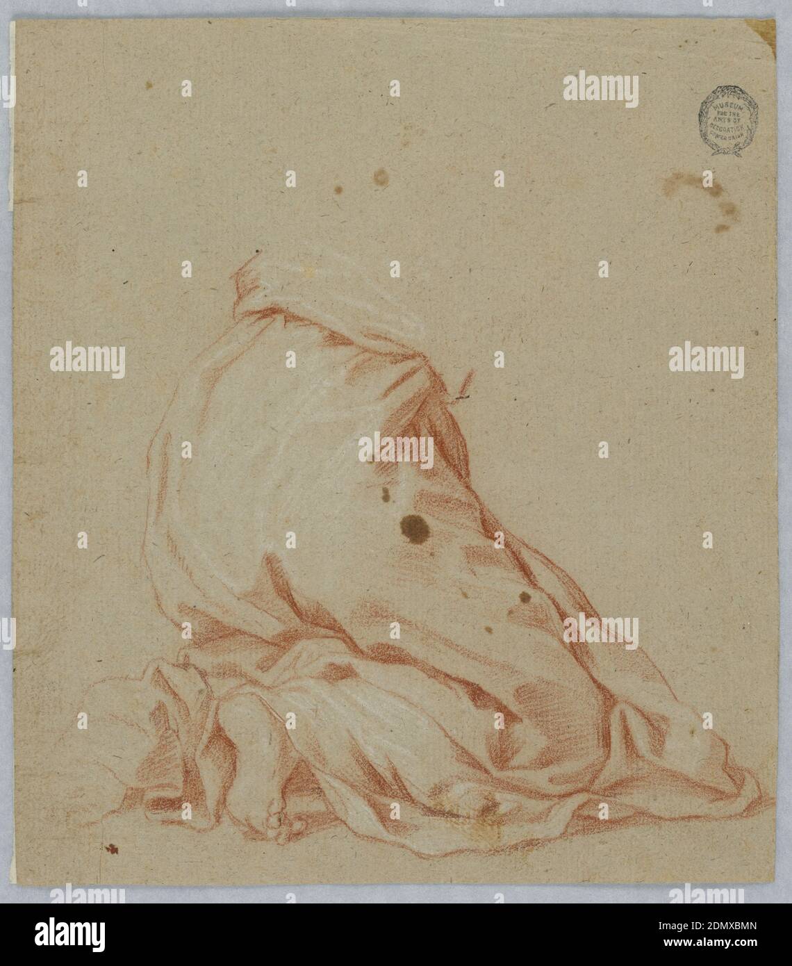Kneeling Woman, Red chalk on brown paper, Bottom half of a woman ...