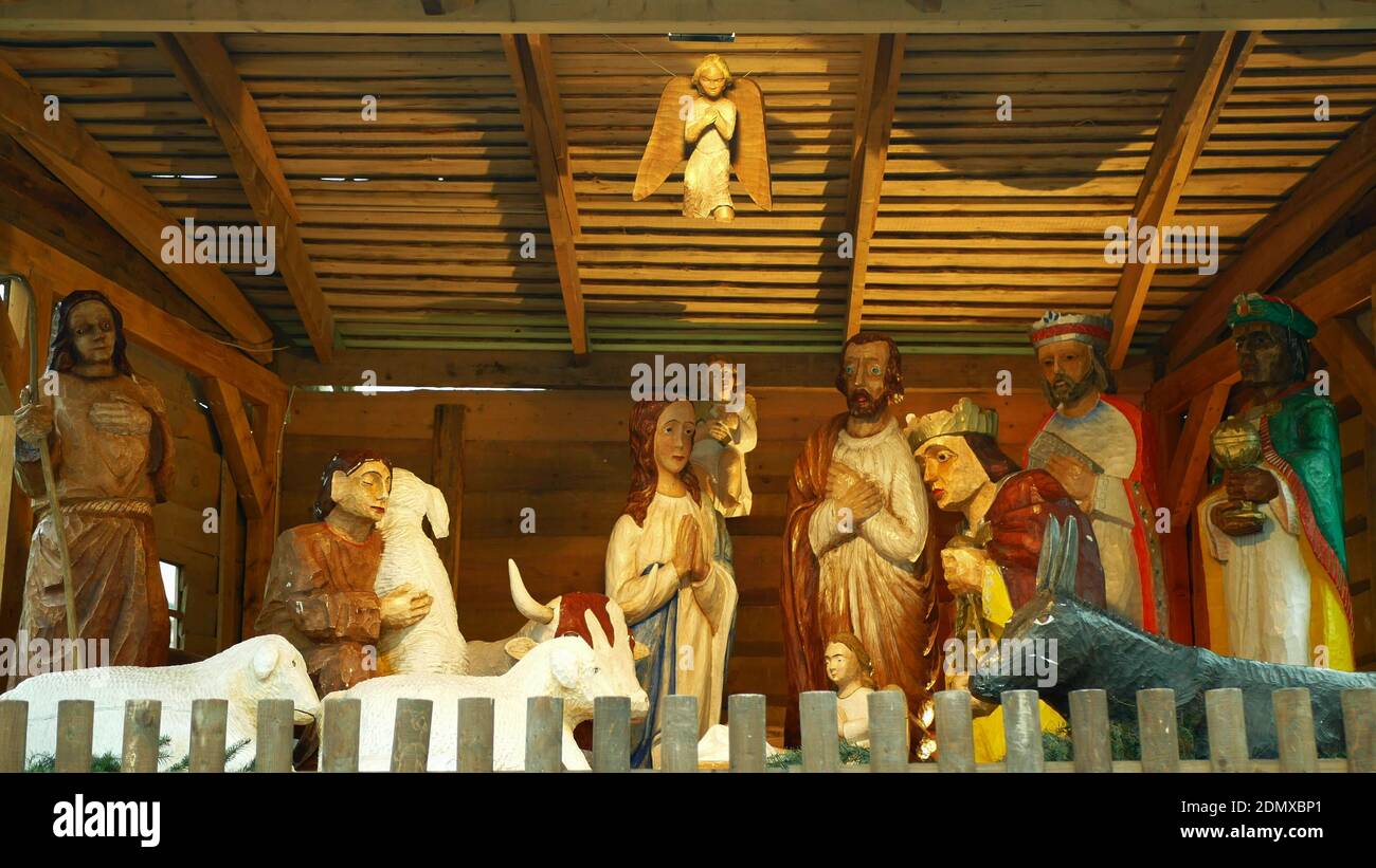 Bethlehem hand carved from wood figures, life size nativity creche big ...