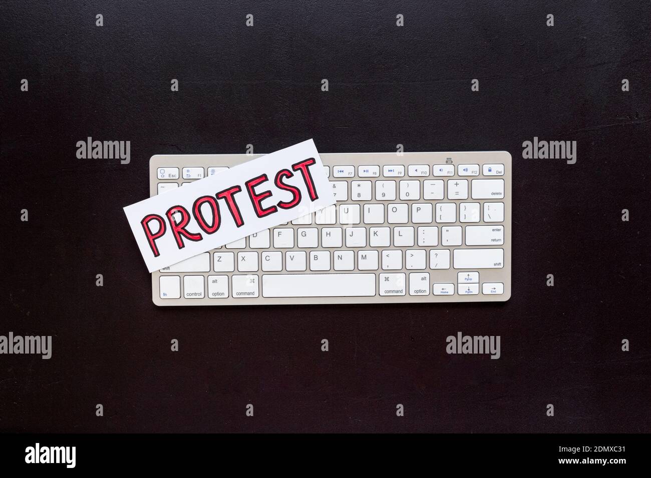 Protest online petition concept. Word Protest sign on the keyboard, top ...