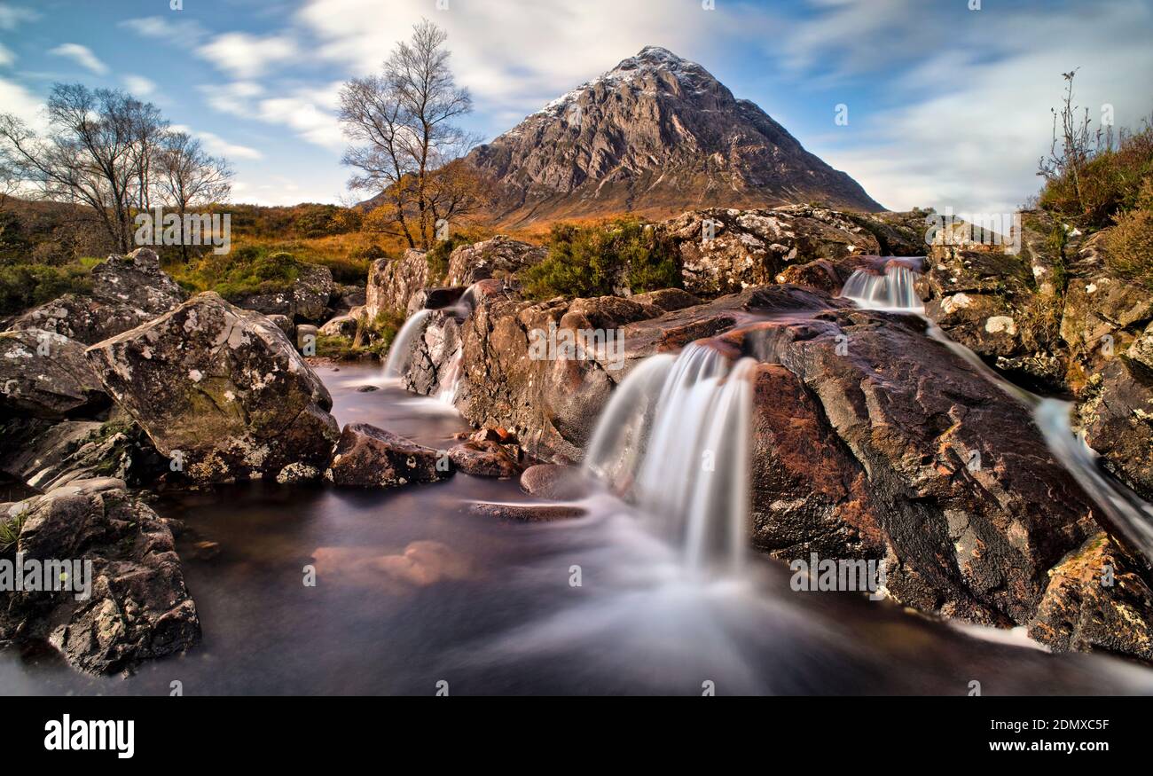Buachaille Etive Mor and Waterfalls Stock Photo - Alamy