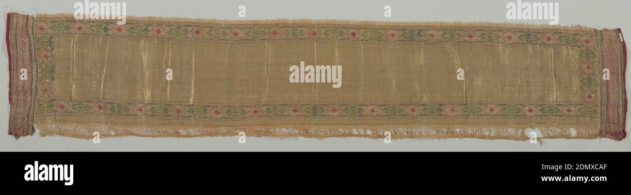 Panel, Medium: cotton, silk, metallic threads Technique: plain compound ...